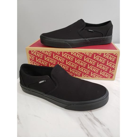 Vans Asher Slip On Low Classic Black Canvaz Skate Shoe